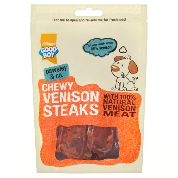 Good Boy Chewy Venison Steaks Dog Treats 80g – Chabzee